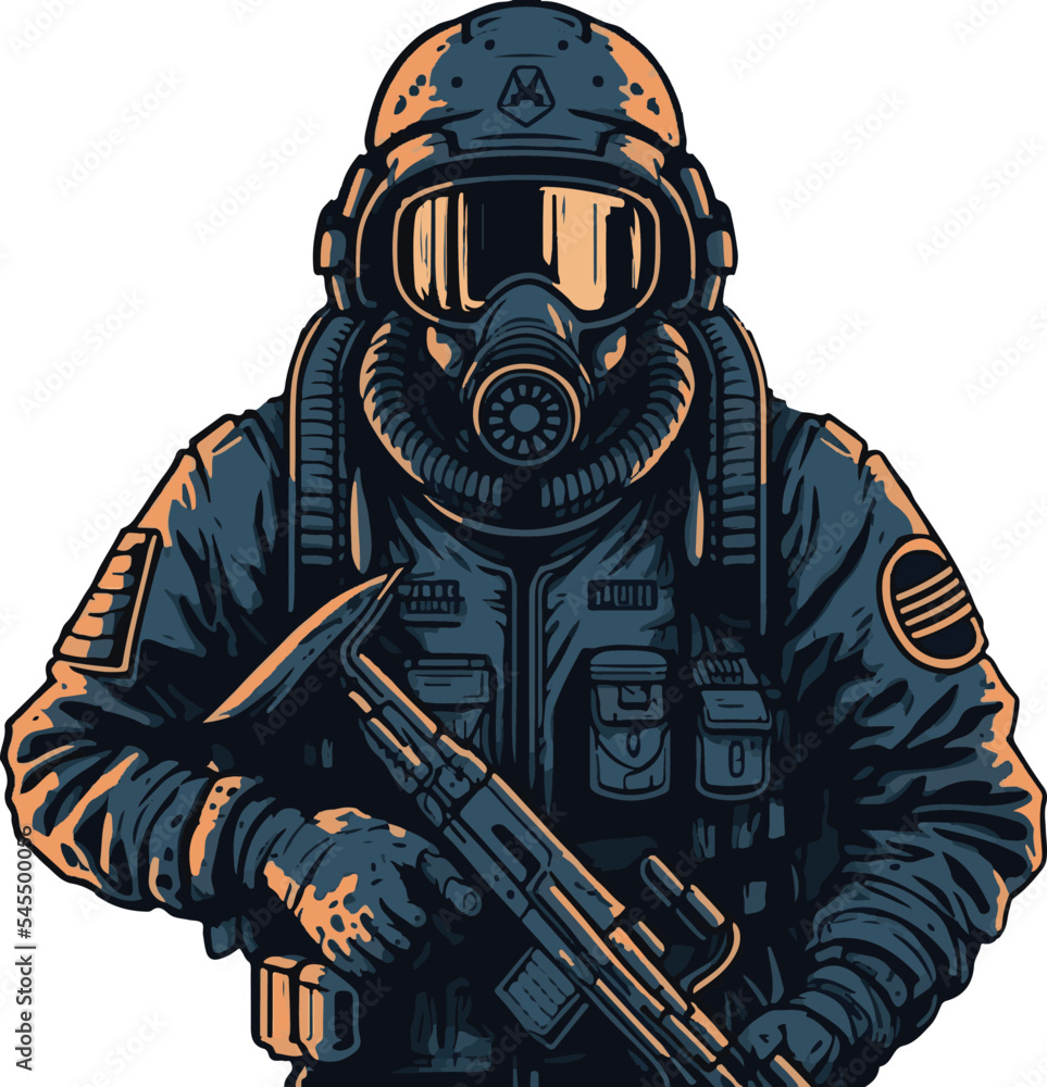 Vector illustration of modern soldier, comics art Stock Vector | Adobe ...