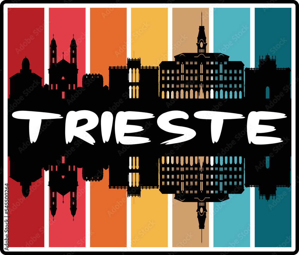 Trieste Italy Skyline Sunset Travel Souvenir Sticker Logo Badge Stamp ...