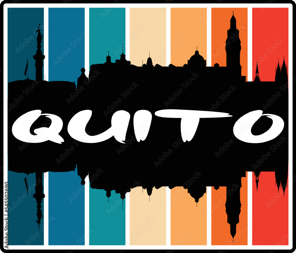 Quito Equador Skyline Sunset Travel Souvenir Sticker Logo Badge Stamp ...