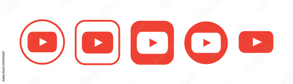 Set of vector youtube social network icons on transparent background ...