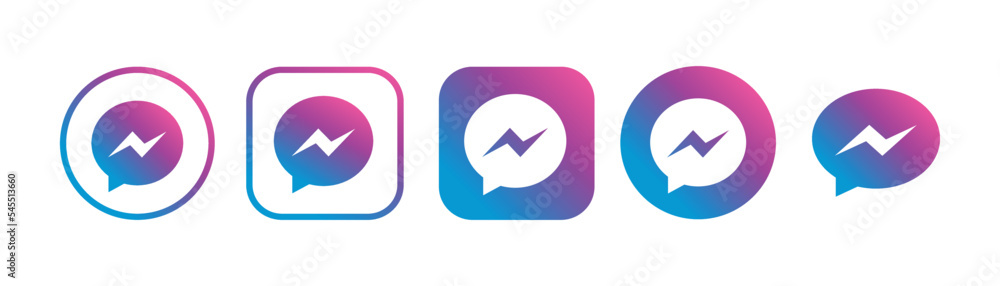 Set of vector messenger social network icons on transparent background ...