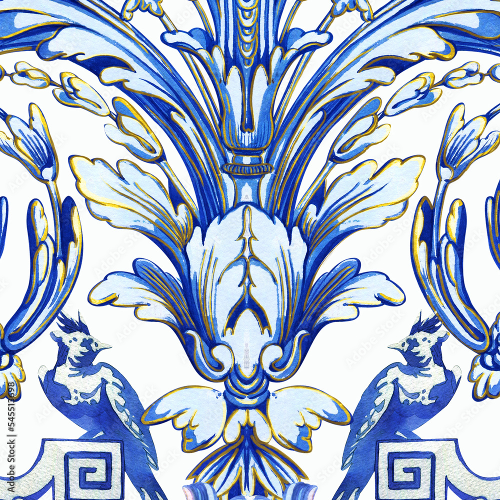 Watercolor Flower Paisley Character Animal Landscape Palace Stock ...