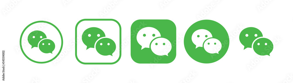 Set of vector WeChat social network icons on transparent background ...