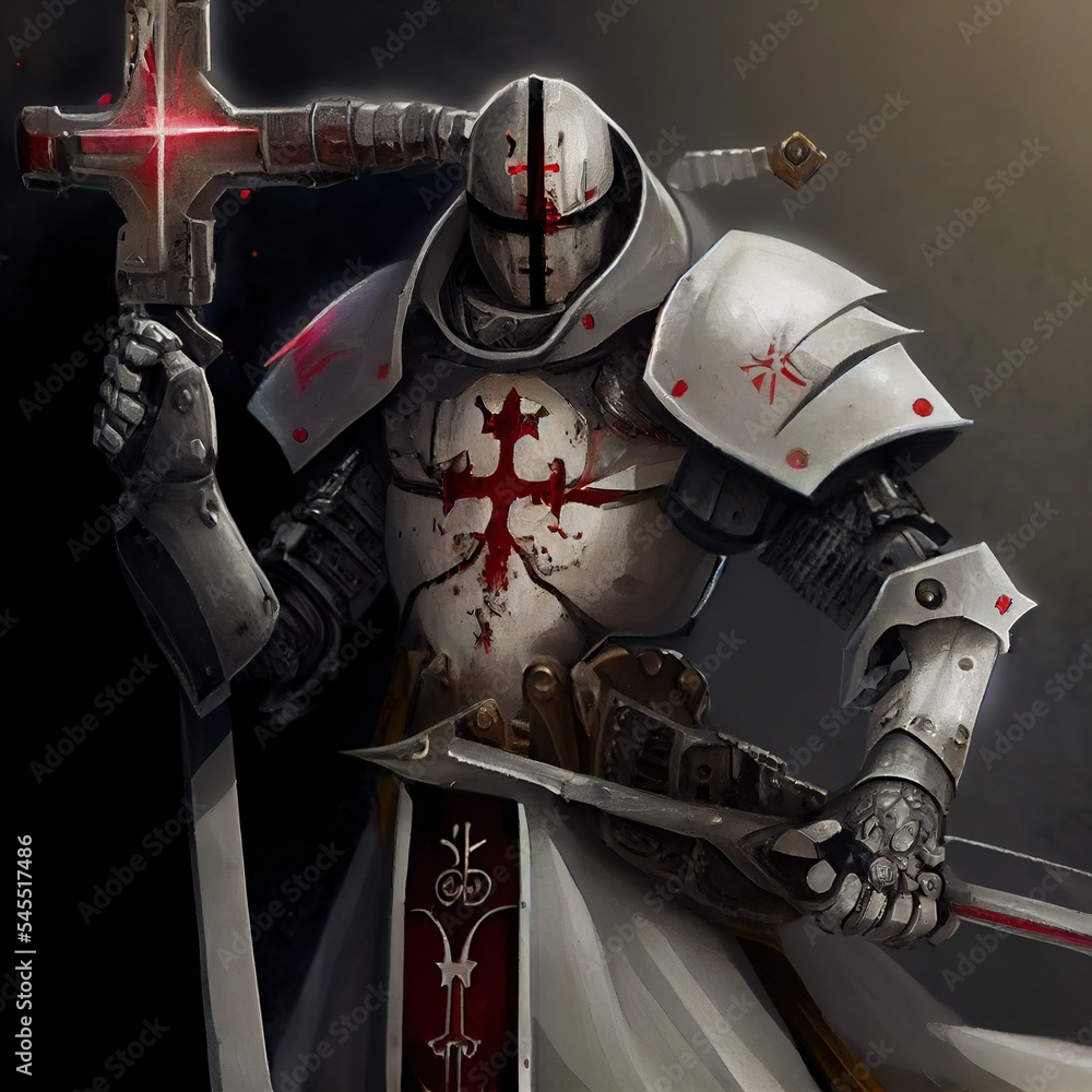 Templar knight crusader cyborg from the future. Video game character ...