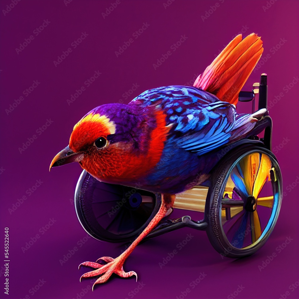 Multicoloured animal in a wheelchair , created with generative ai Stock ...