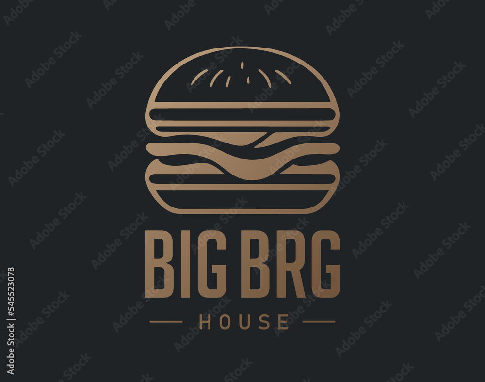 Burger logo vector illustration. Fast food emblem design. Hamburger ...