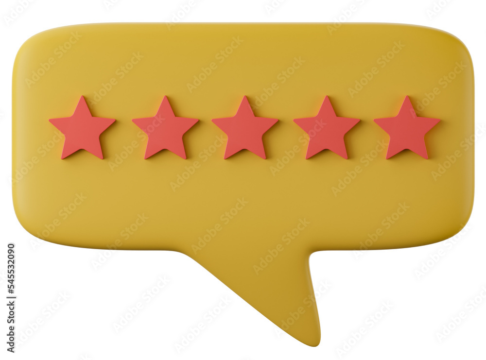 Bubble rating five stars for best excellent services rating for satisfaction 3d illustration. 3d ...