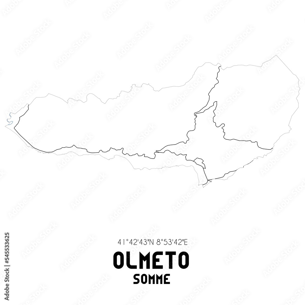 OLMETO Somme. Minimalistic street map with black and white lines. Stock ...