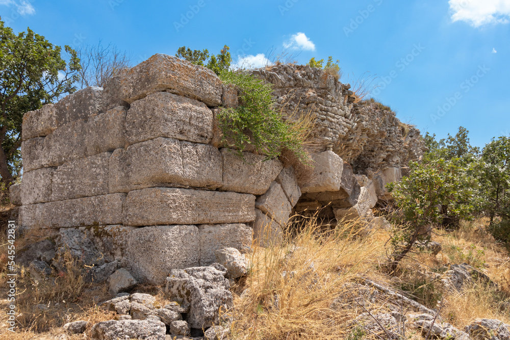 Ancient city view and ruins of Alexandria Troas in Çanakkale province ...