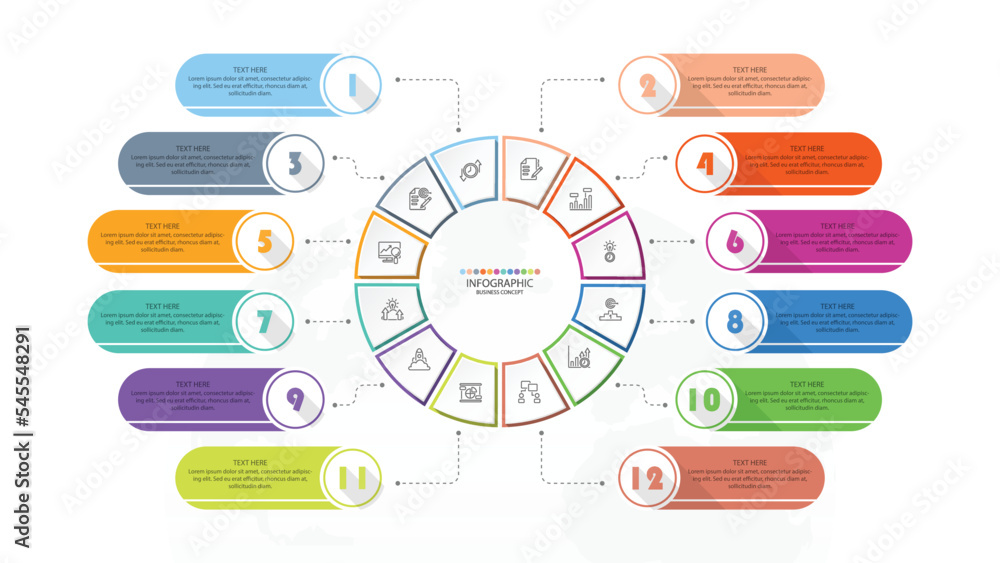 Basic circle infographic with 12 steps, process or options. Stock ...