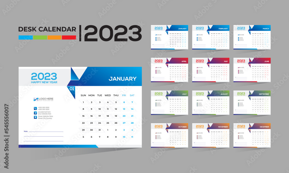 2023 desktop vector calendar design Stock Vector | Adobe Stock