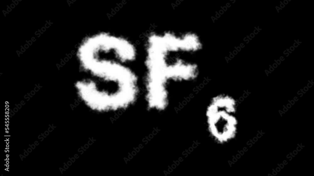 SF6 or Sulfur Hexafluoride Molecule Symbol Smoke Cloud Text Effects ...