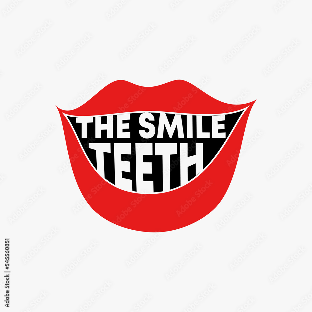Simple and unique letter or word THE SMILE TEETH font with mouth lips ...