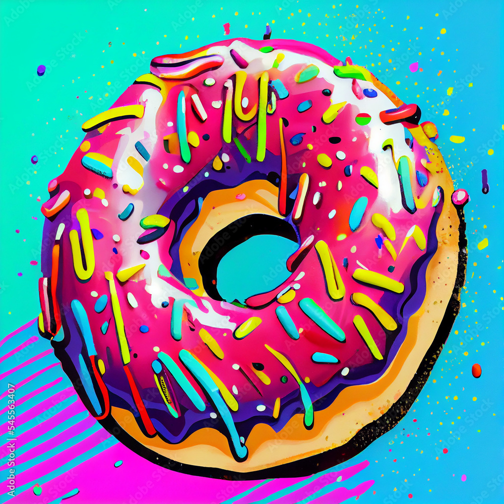 Pop Art Donut Stock Illustration | Adobe Stock