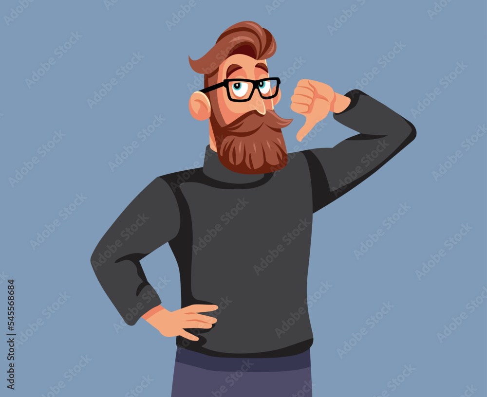Irritated Man Holding Thumbs Down for Disapproval Vector Cartoon ...