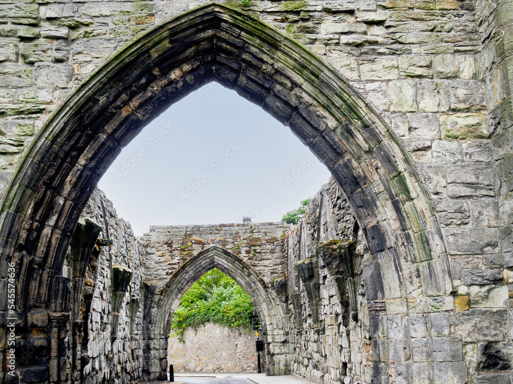 Medieval remains stone arch shape open Stock Photo | Adobe Stock