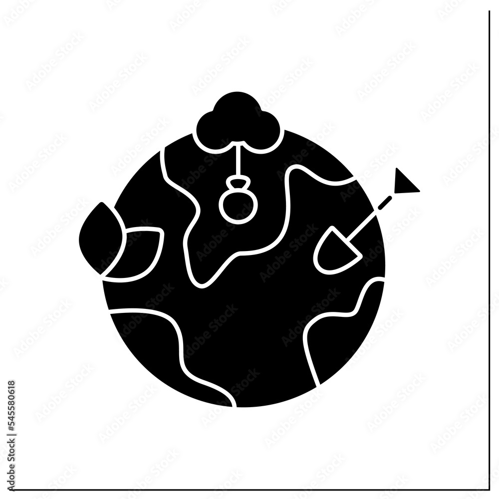 Reforestation glyph icon. Forests regrowing. Afforestation. Restoring ...