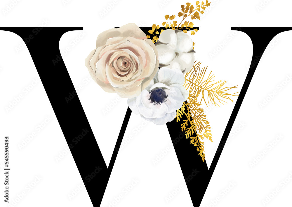 Watercolor floral alphabet, PNG, letters and numbers. For wedding ...