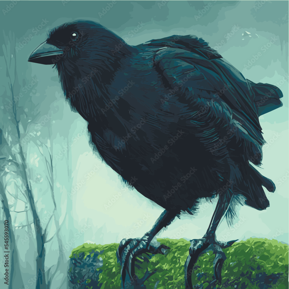 portrait Mystical Dire Bird Crow, Symbol of Gothic, Halloween, fear, by ...