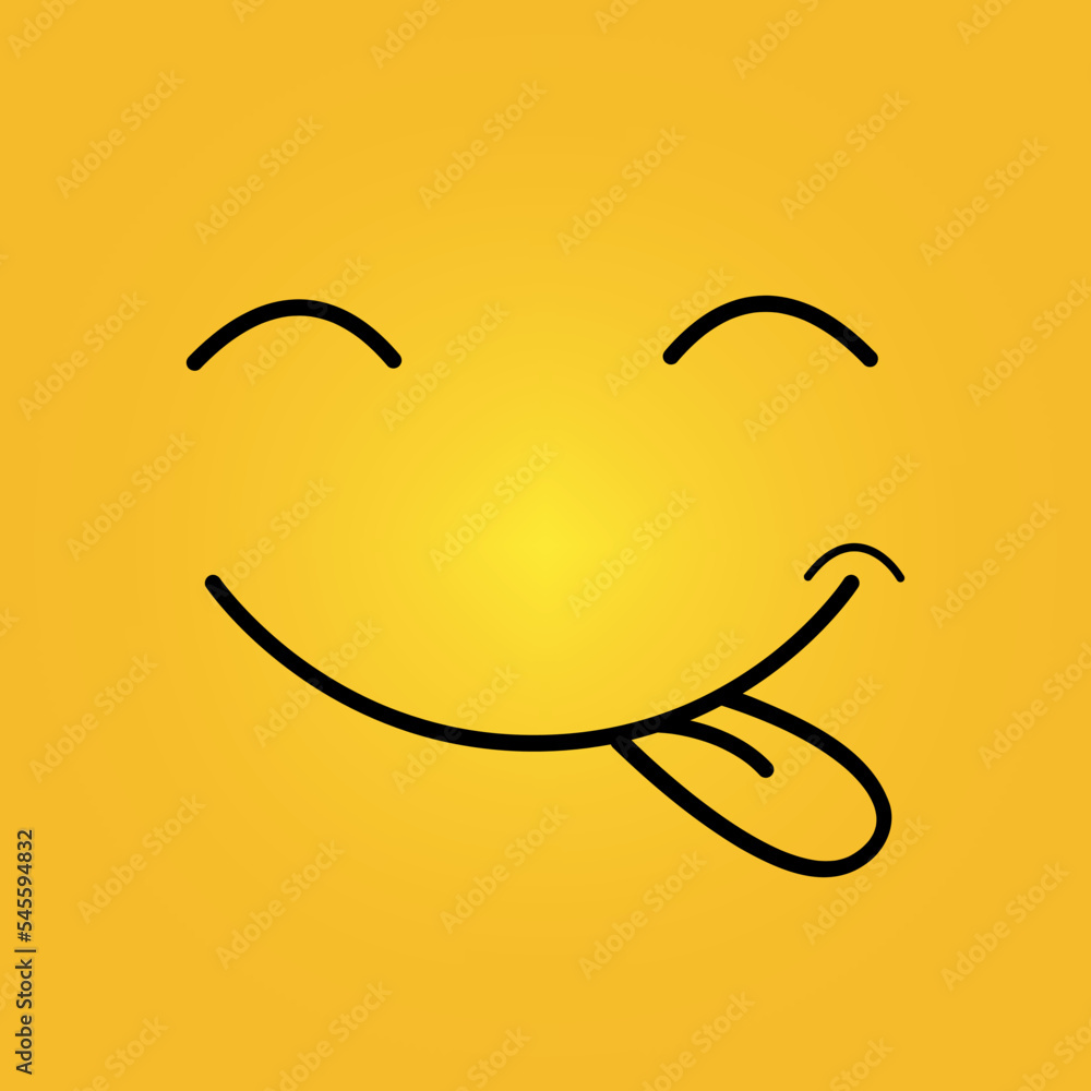Yummy face smiley icon delicious with tongue lick mouth, tasty food ...