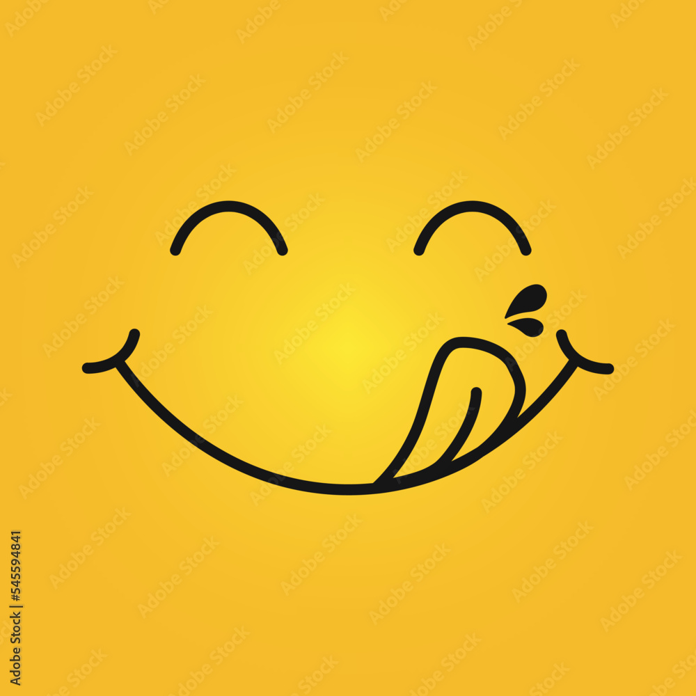 Yummy face smiley icon delicious with tongue lick mouth, tasty food ...