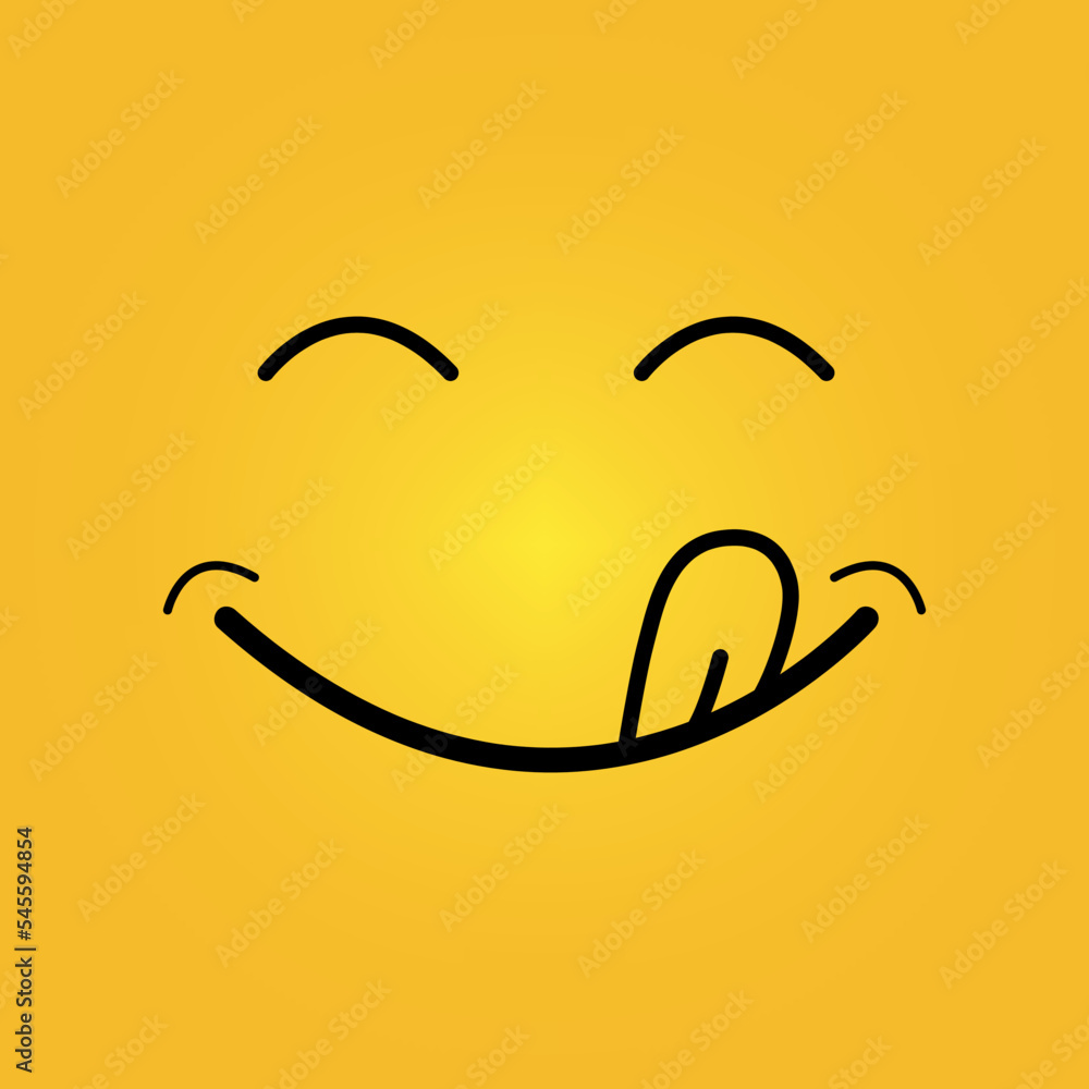 Vecteur Stock Yummy face smiley icon delicious with tongue lick mouth ...
