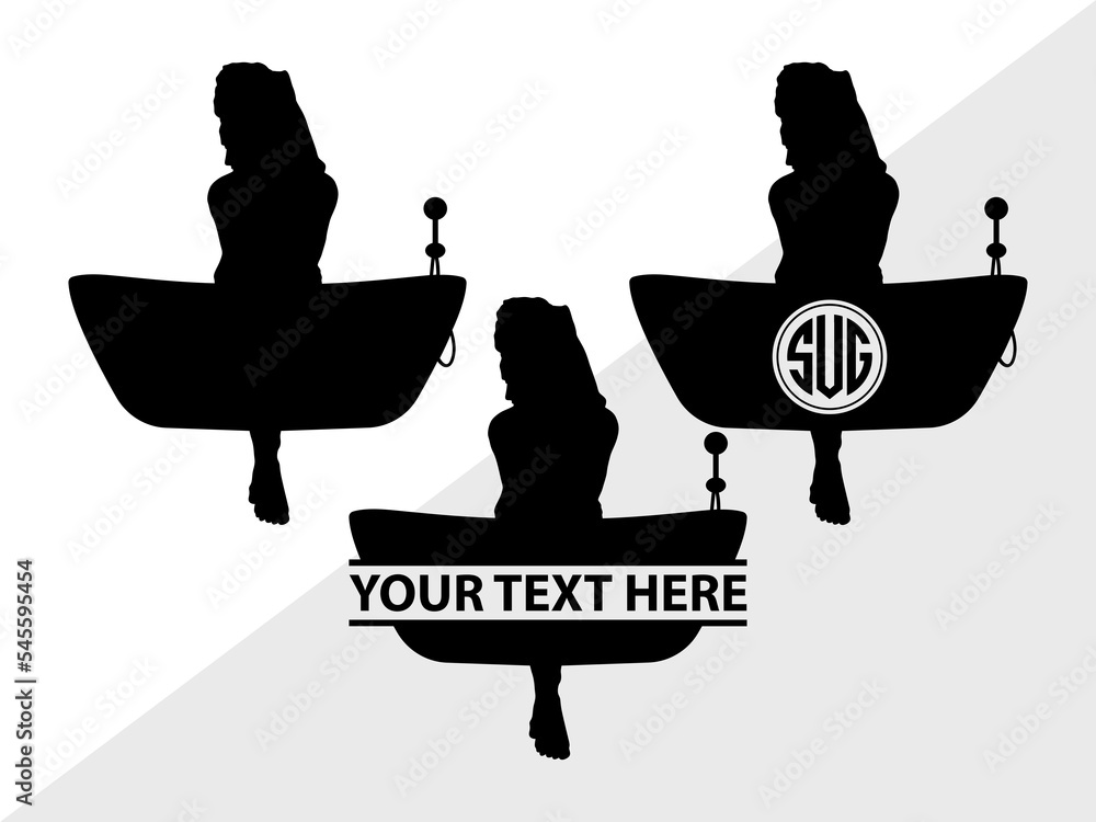 Bath Tub Monogram, Bath Tub Silhouette, Bath Tub Svg, Bathing Svg, Bath ...