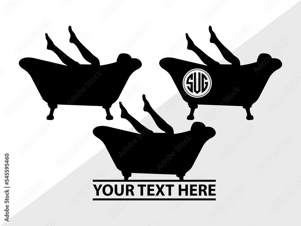 Bath Tub Monogram, Bath Tub Silhouette, Bath Tub Svg, Bathing Svg, Bath ...