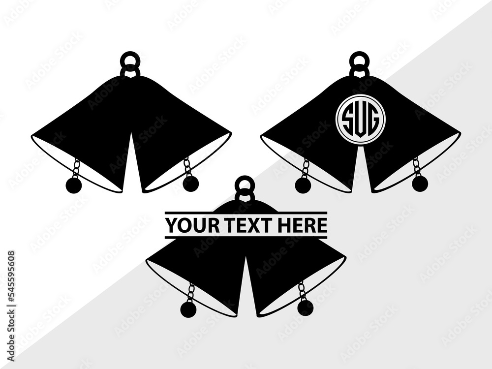 Bells Monogram, Bells Silhouette, Bells Svg, Wedding Bell Svg, Jingle ...