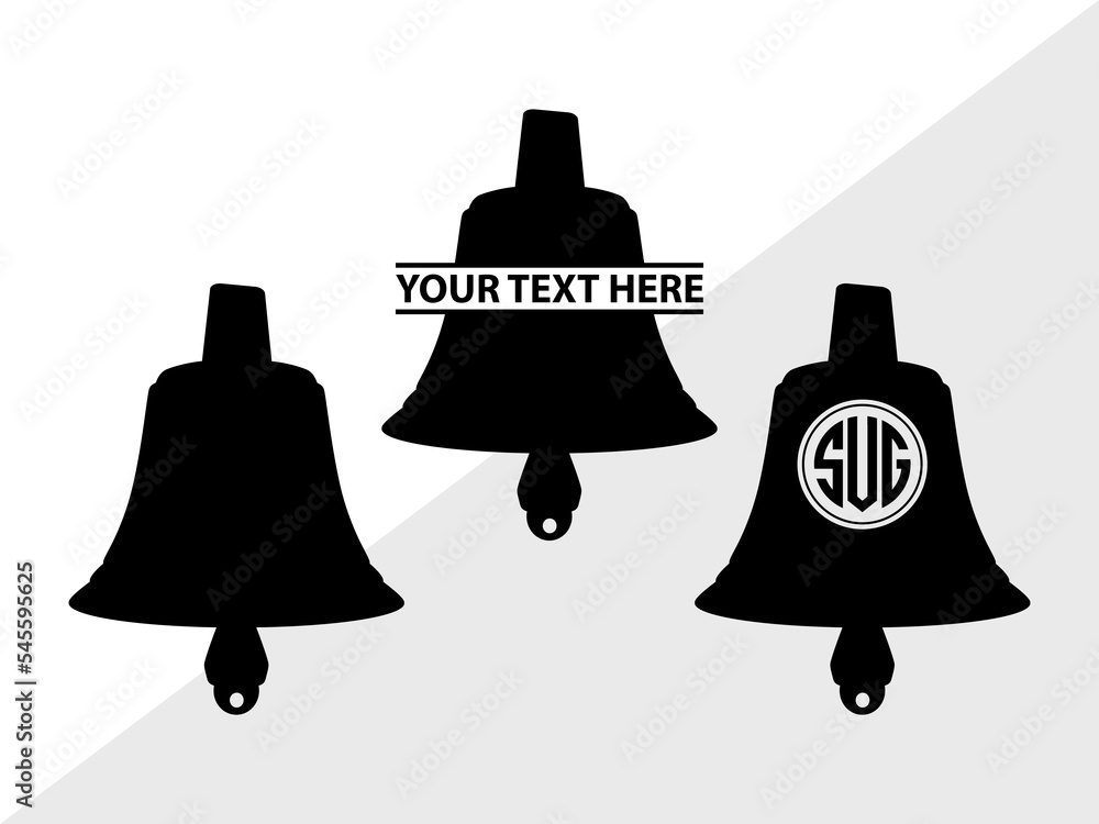 Bells Monogram, Bells Silhouette, Bells Svg, Wedding Bell Svg, Jingle ...