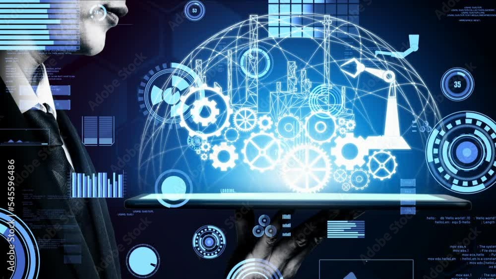 Futuristic industry 4.0 and inventive mechanized engineering concept ...