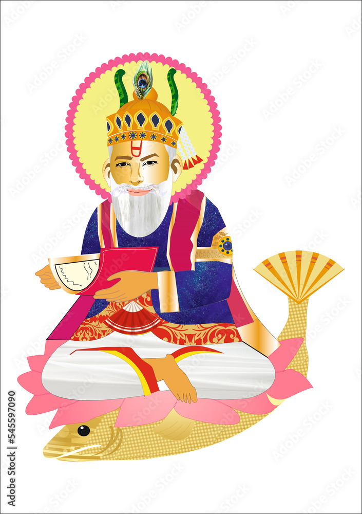 Sindhi God jai jhulelal illustration attractive and beautiful happy ...