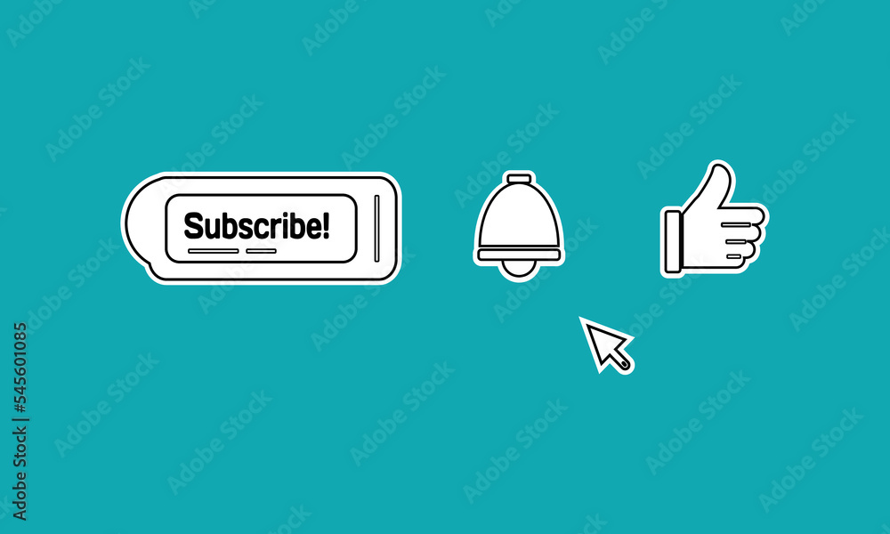 Illustration Vector Graphic Doodle Art of Subscribe Button, Like and Notification Bell Icon for ...