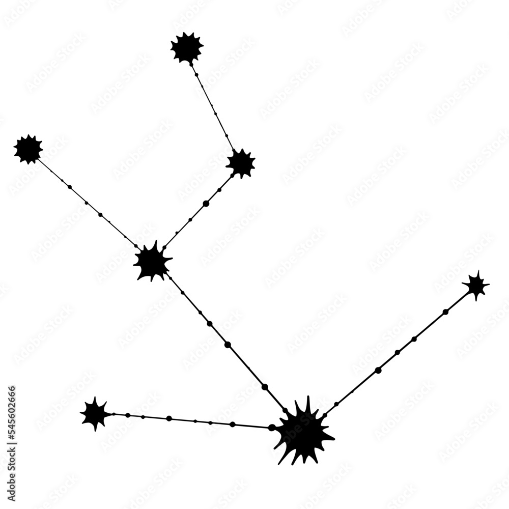 Vector black line art illustration of Star constellation in a flat ...
