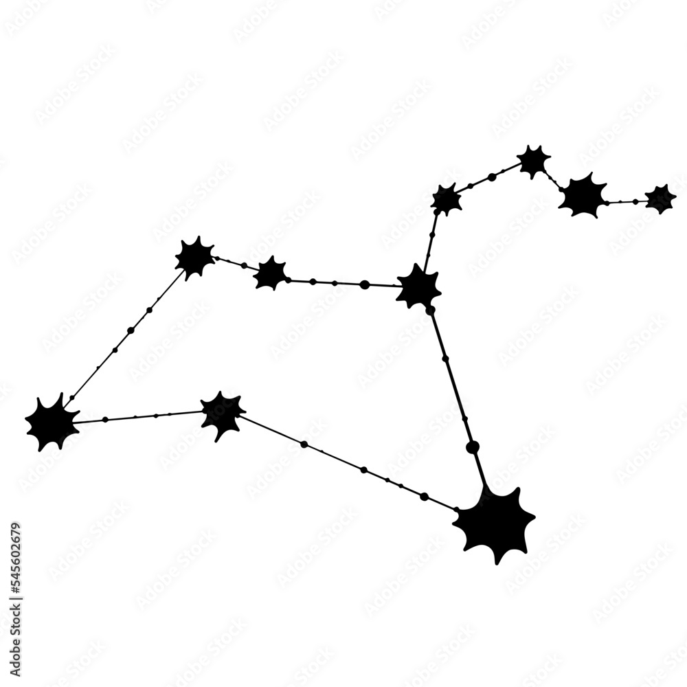 Vector black Star constellation line art in a flat style. Celestial ...