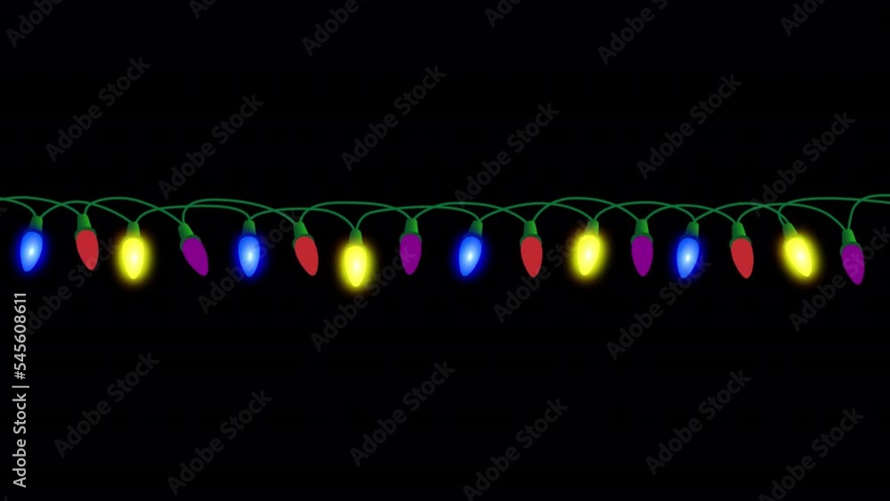 Colorful Christmas lights, multi-colored garland. Seamless loop ...