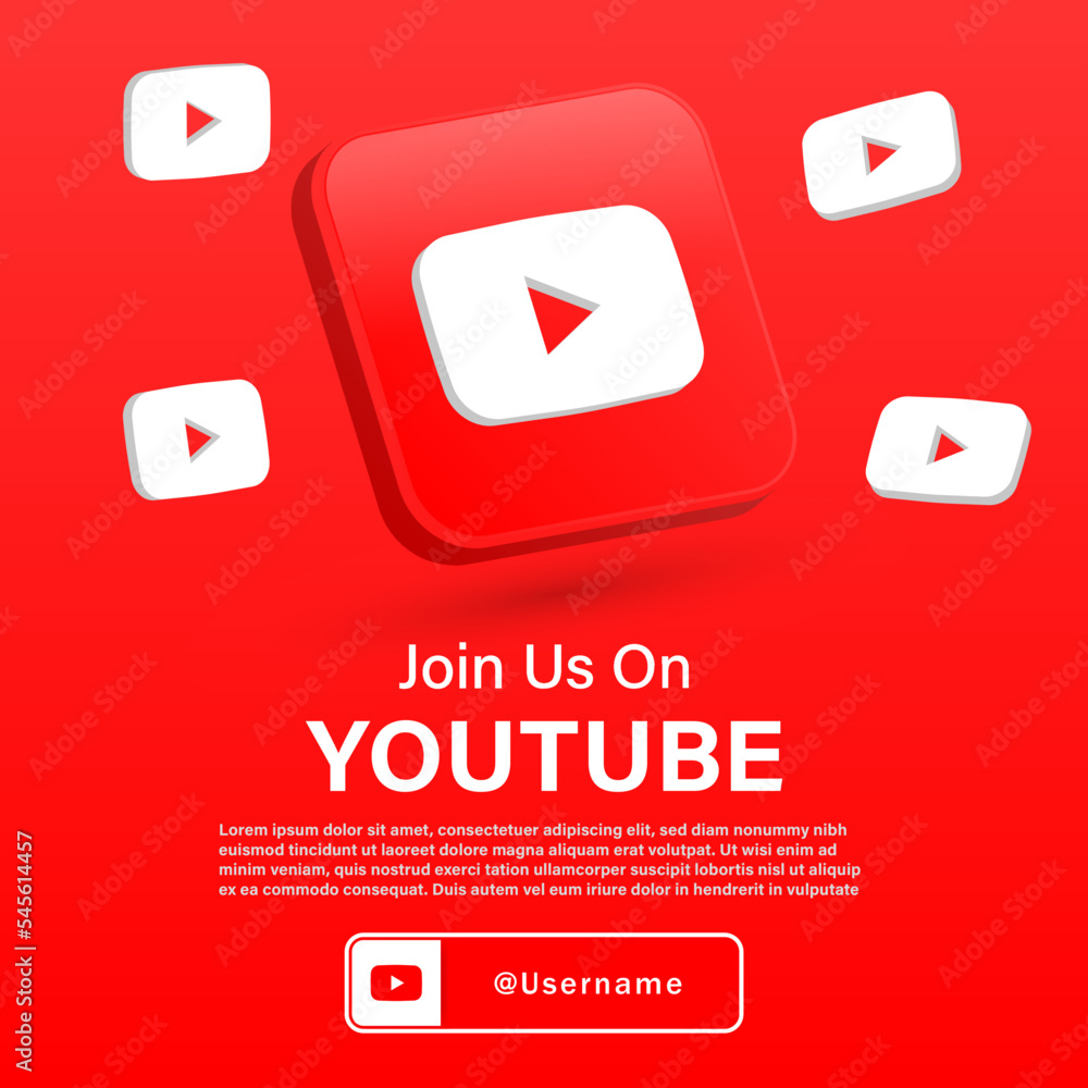 follow us on youtube gradient background with 3d logos . social media ...