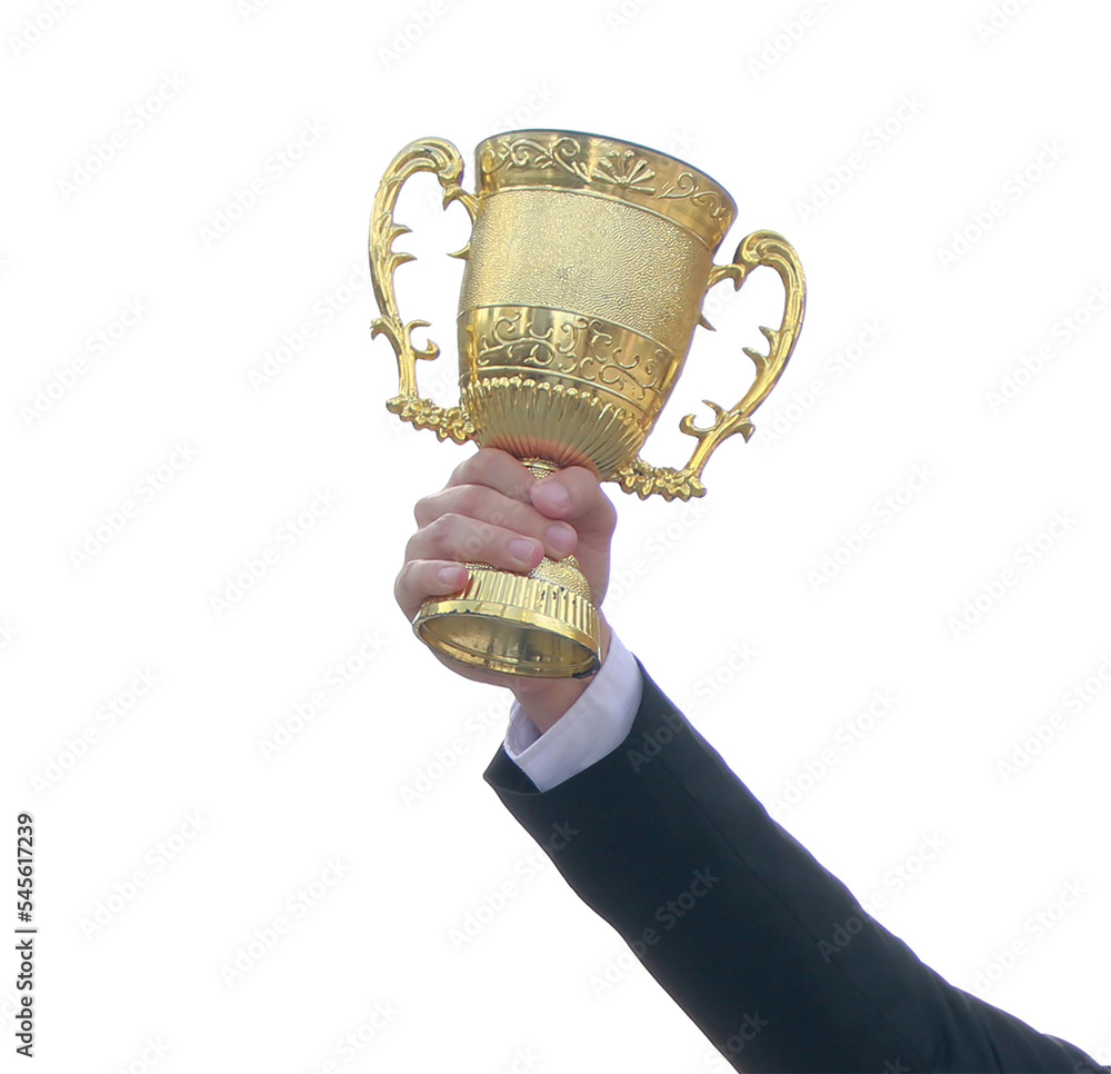 raising arms showing trophies on transparent background png file Stock ...