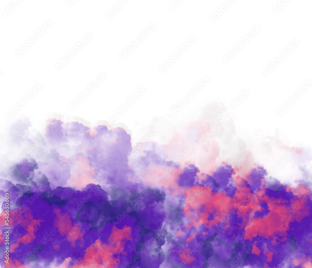 abstract dramatic purple clouds watercolor background on transparent ...