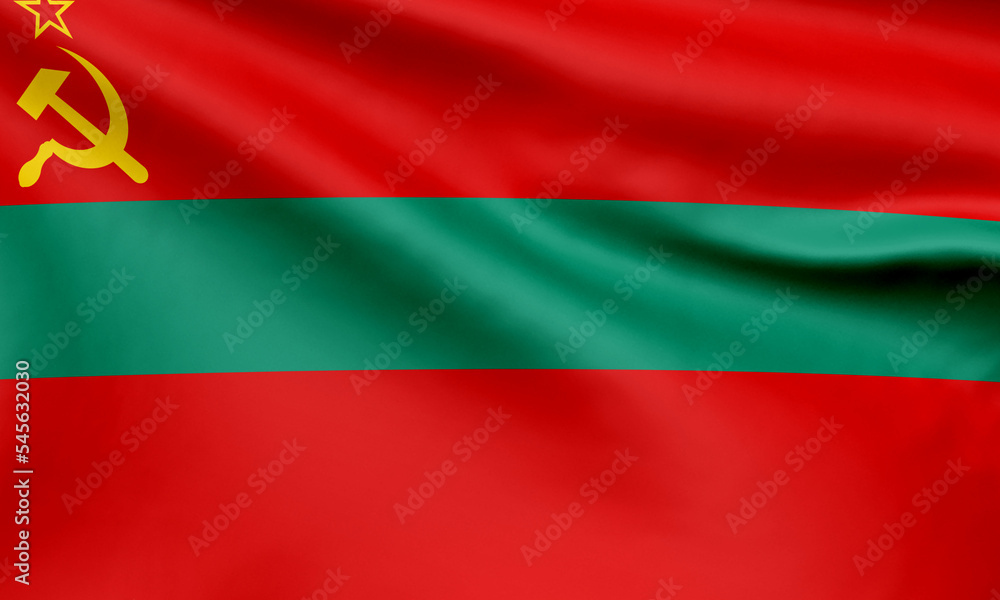 Flag of Transnistria waving. Close up of Transnistria flag. Stock ...