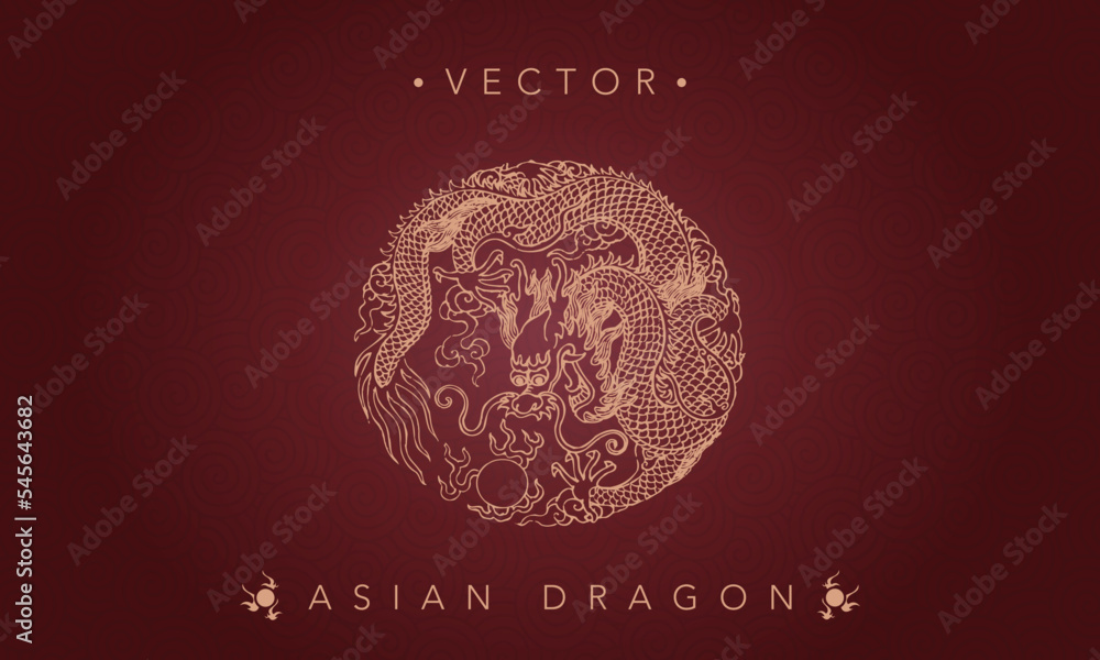 Asian traditional dragon pattern ancient Chinese dragon Stock Vector ...