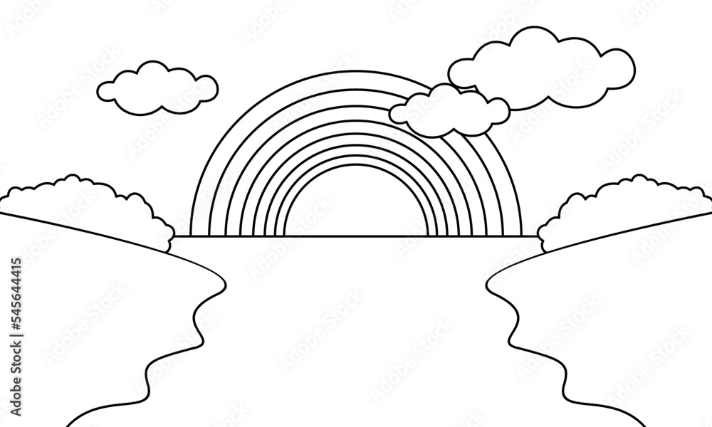 Rainbow cute coloring page coloring book. Cartoon illustration. Stock ...