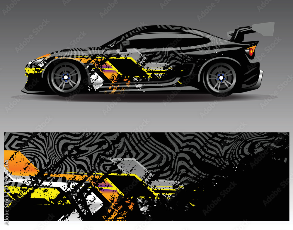 Car wrap decal design vector custom livery race rally car vehicle ...