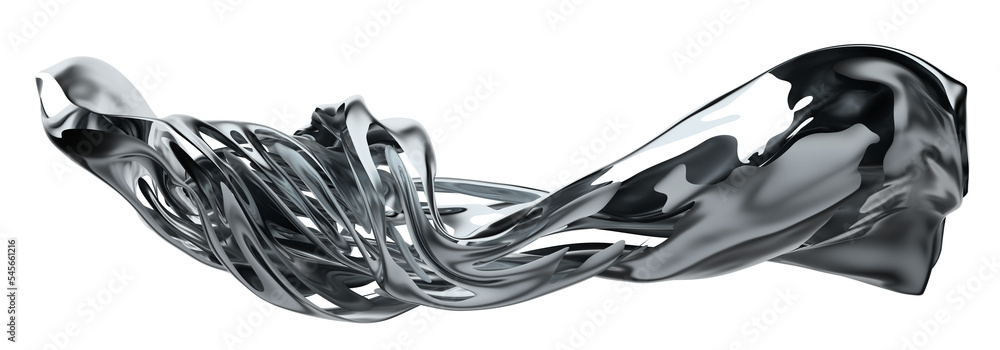 Abstract silver shape, 3d render Stock Illustration | Adobe Stock