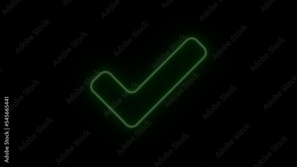 Neon Illuminated Green Color Light Tick Sign. Isolated Design Element ...