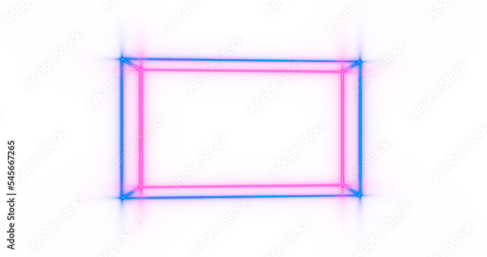 Neon light lines on png transparent background with reflection on the ...