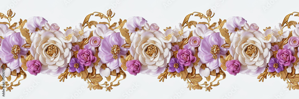 Beautiful floral border. Seamless repeat pattern for wallpaper, fabric ...