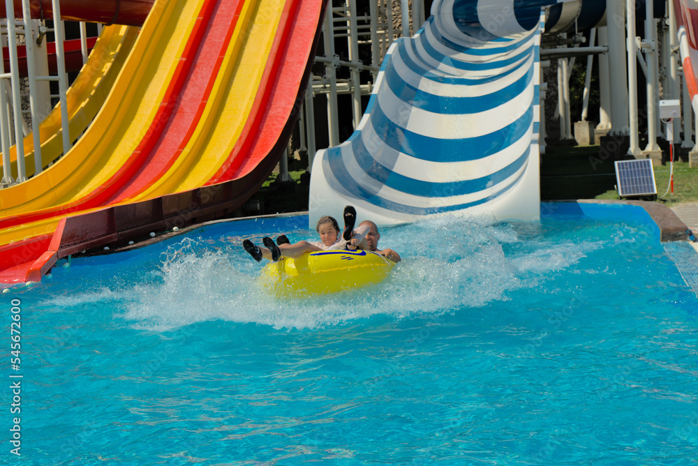 Water park for adults and children with water slides and pools for ...