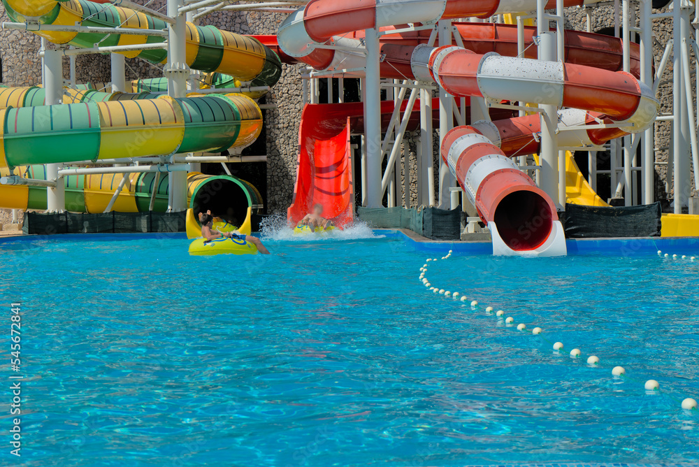 Water park for adults and children with water slides and pools for ...