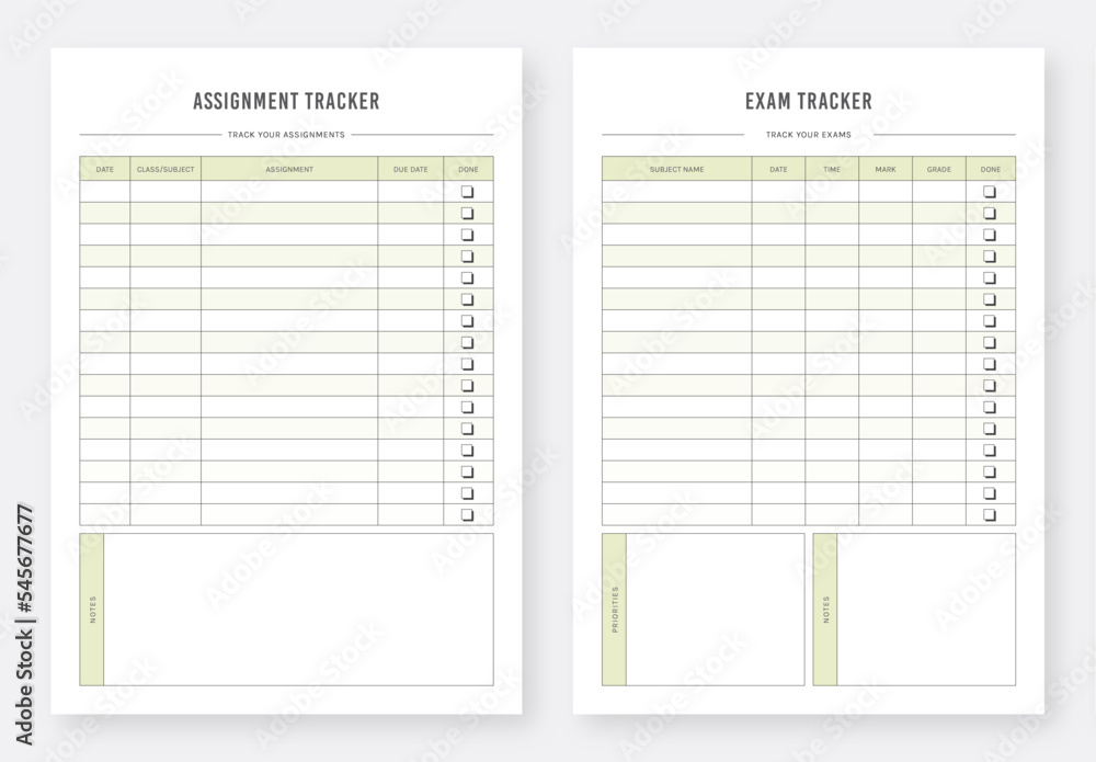 Vektorová grafika „Study Planner Template Design. Assignment Tracker ...